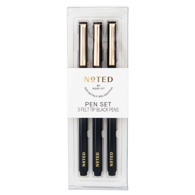 Noted by Post-it Felt Tip Pen Set Black 3 Pack: 0068060632517: TGJones