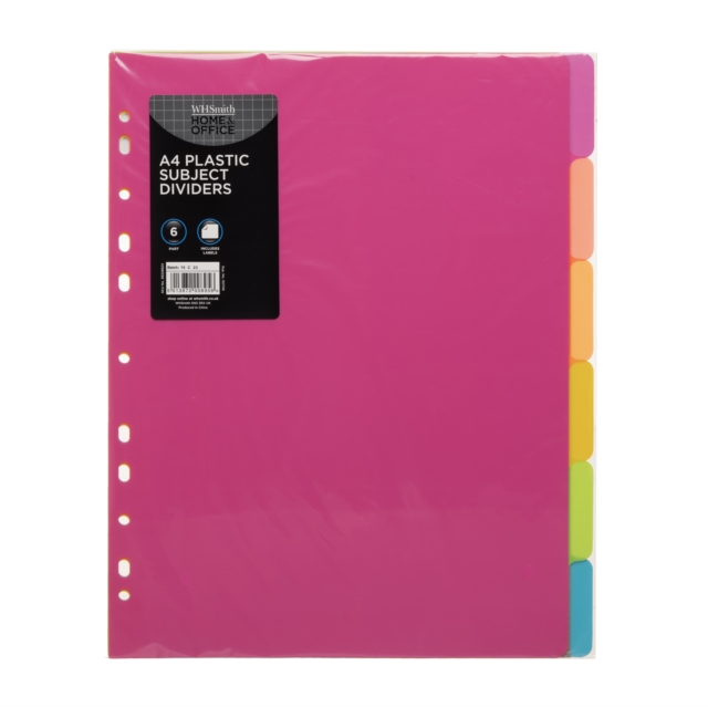 WHSmith Bright A4 6-Part Plastic Subject Dividers: 5013872008956: TGJones
