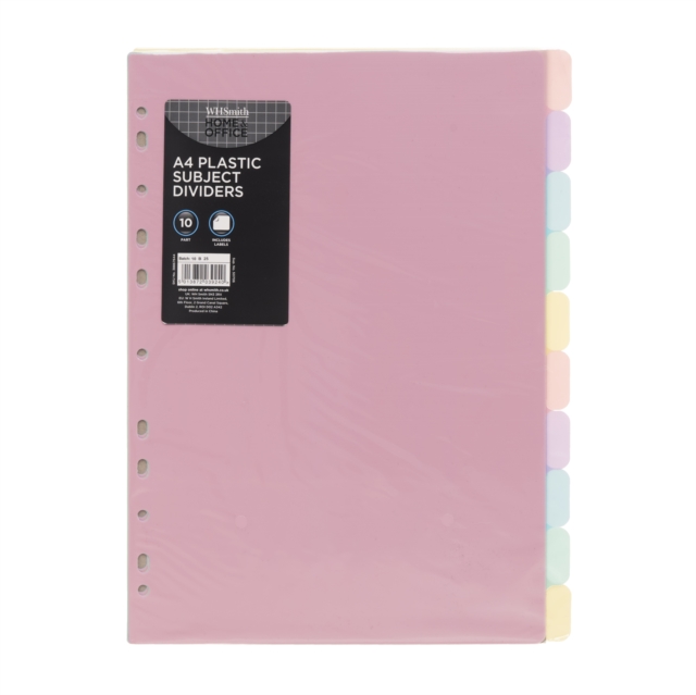 WHSmith Pastel A4 10-Part Plastic Subject Dividers: 5013872039240: TGJones
