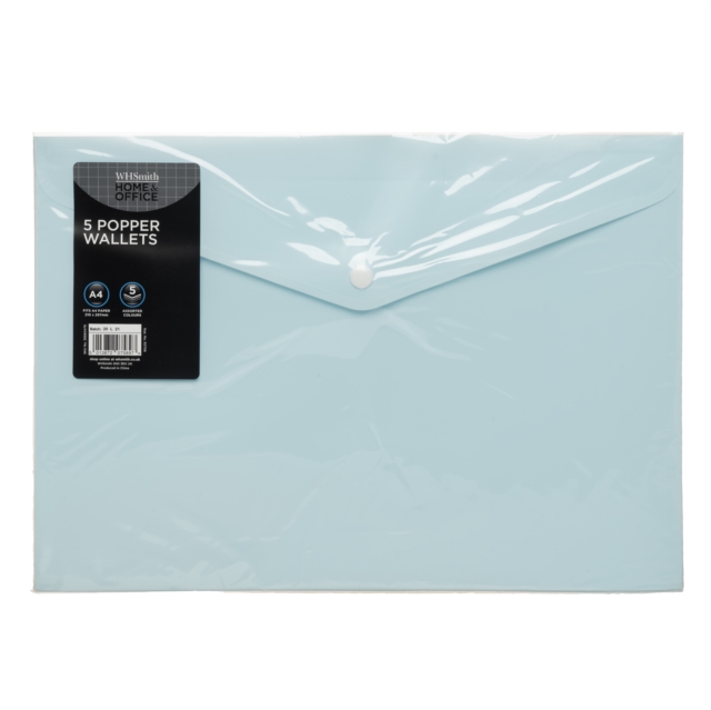 WHSmith Pastel A4 Popper Wallets 5 Pack: 5013872075897: TGJones