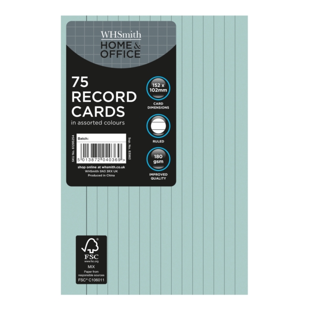 WHSmith Assorted Colour 6x4 Inch Ruled Revision Cards 75 Pack ...