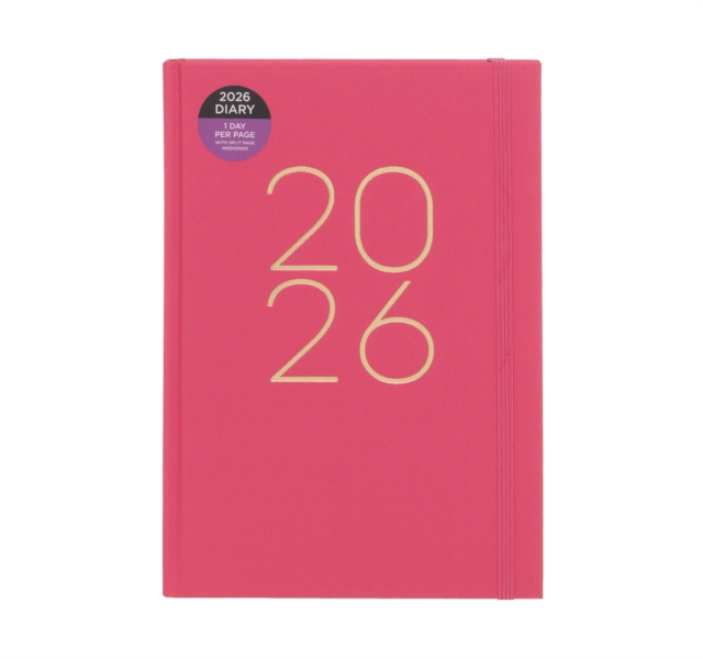 WHSmith Pink Linen A5 2026 Day to Page Essential Diary: 5013872180690 ...