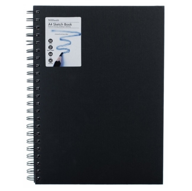 WHSmith Black A4 Sketch Book 50 Sheets: 5013872181291: TGJones