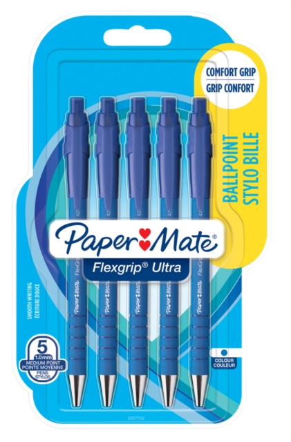 Paper Mate Flexgrip Blue Ballpoint Pens 5 Pack: 8008285024997: TGJones