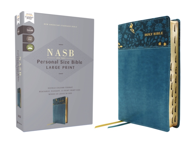 NASB, Personal Size Bible, Large Print, Leathersoft, Teal, Red Letter ...