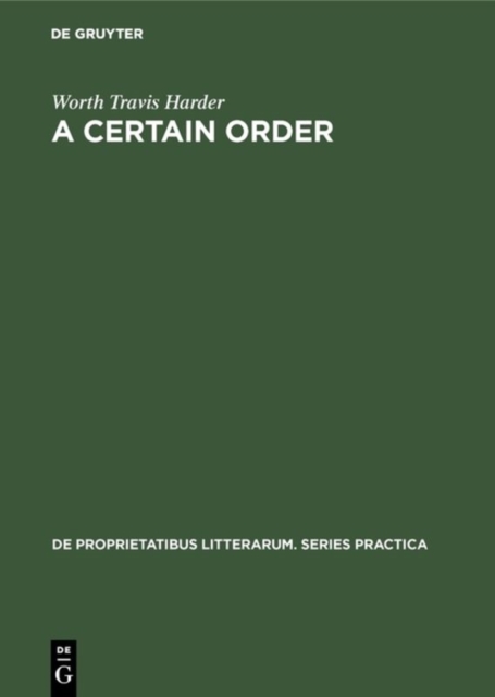 A certain order : The development of Herbert Read’s theory of poetry ...